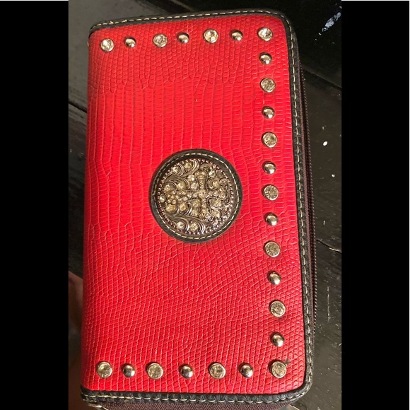 P&G | Bags | Pg Collection Cowgirl Western Red Wallet Rhinestone ...